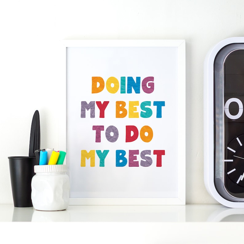 Doing My Best Quote Poster Rainbow Colours Positive Print - Etsy