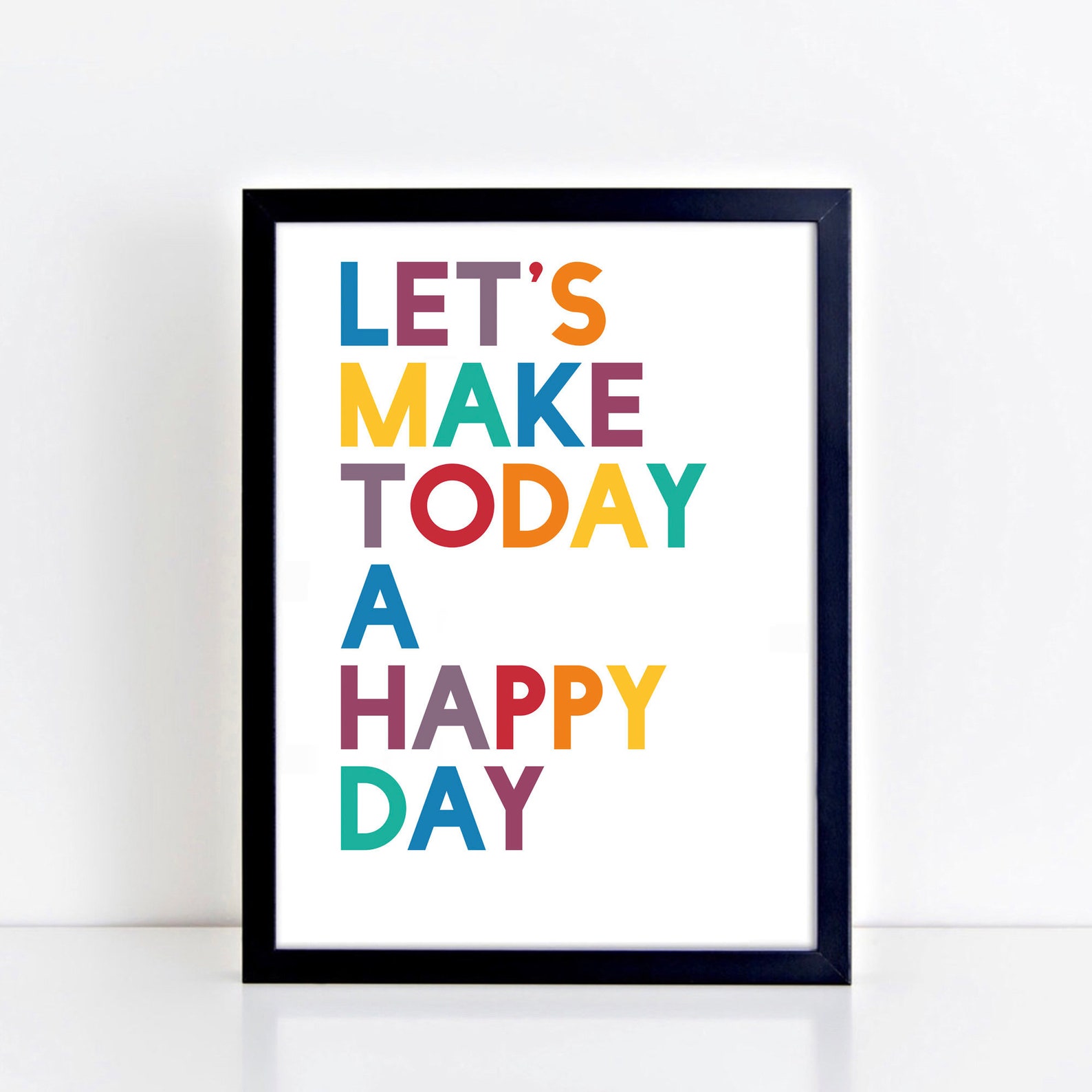 Let's Make Today A Happy Day Print | Childrens Room Decor | Rainbow ...