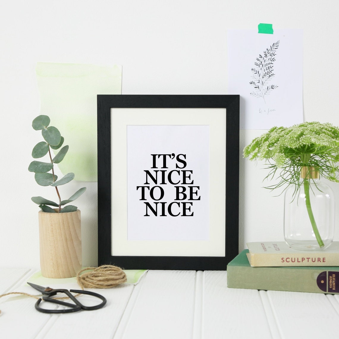 It's Nice to Be Nice Poster Black and White Typography - Etsy