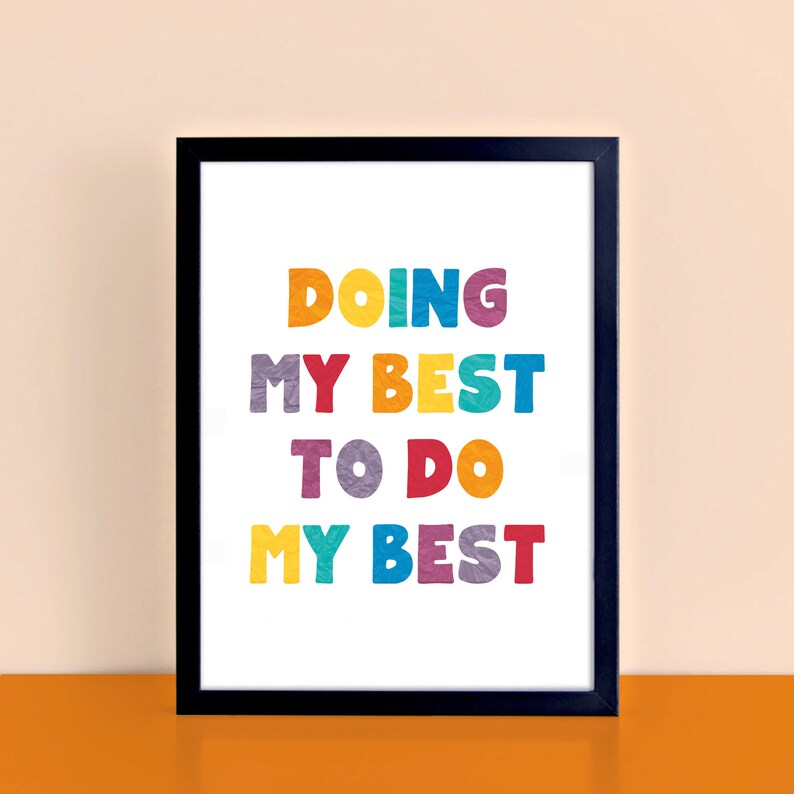 Doing My Best Quote Poster Rainbow Colours Positive Print - Etsy