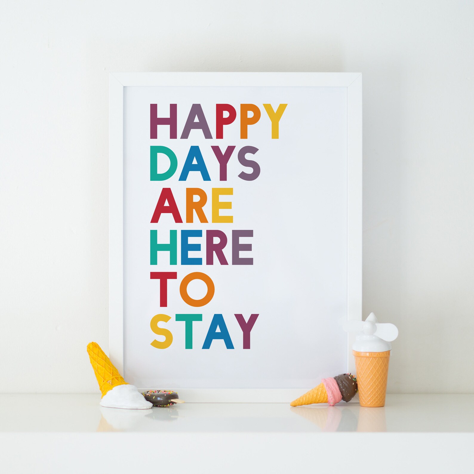 Happy Days Print | Rainbow Colours | Childrens Room Decor | Nursery ...