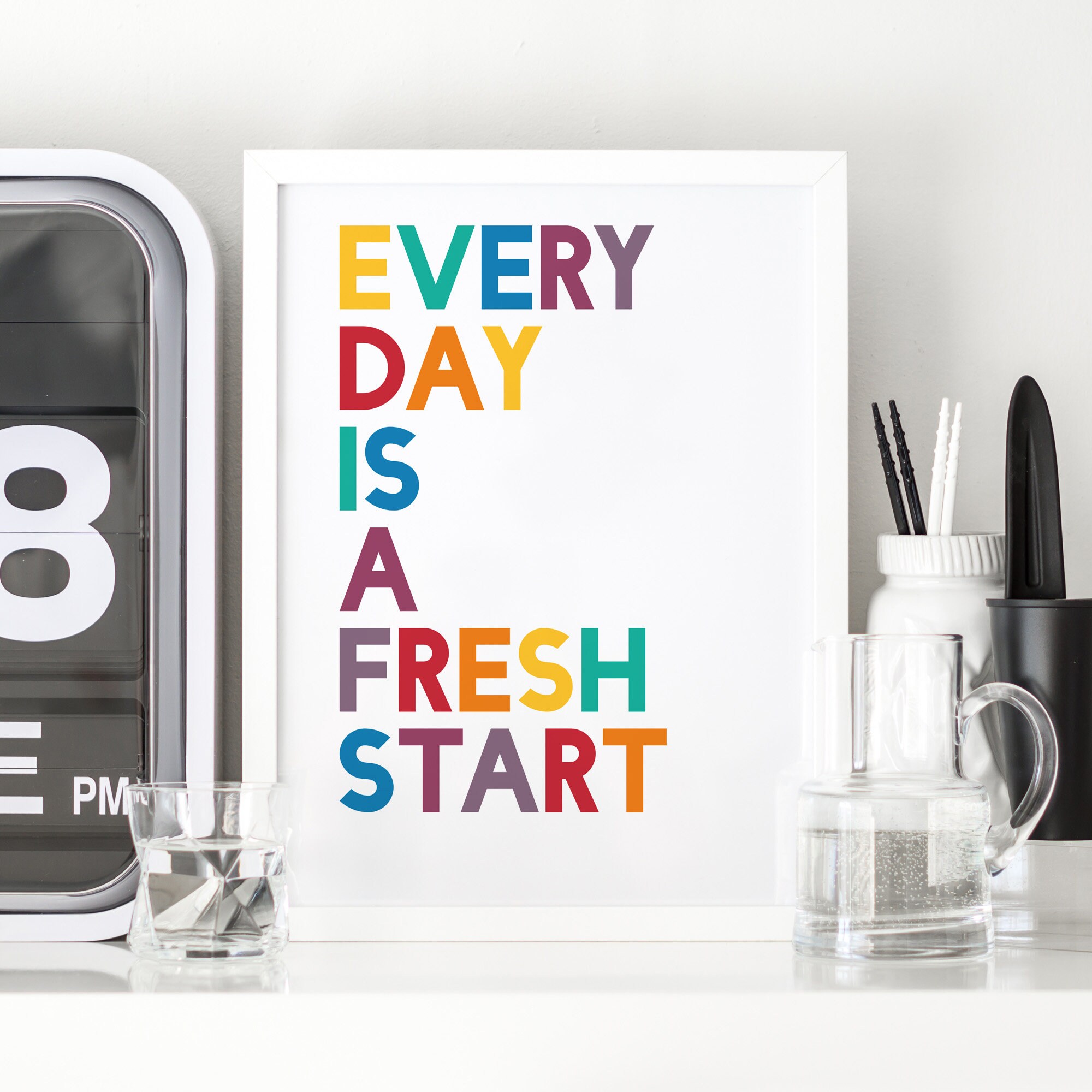 Every Day is A Fresh Start Wallprint | Rainbow Colours | Inspirational ...