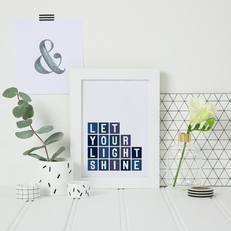 Motivational Prints | Let Your Light Shine Poster | Kids Room Wall ...