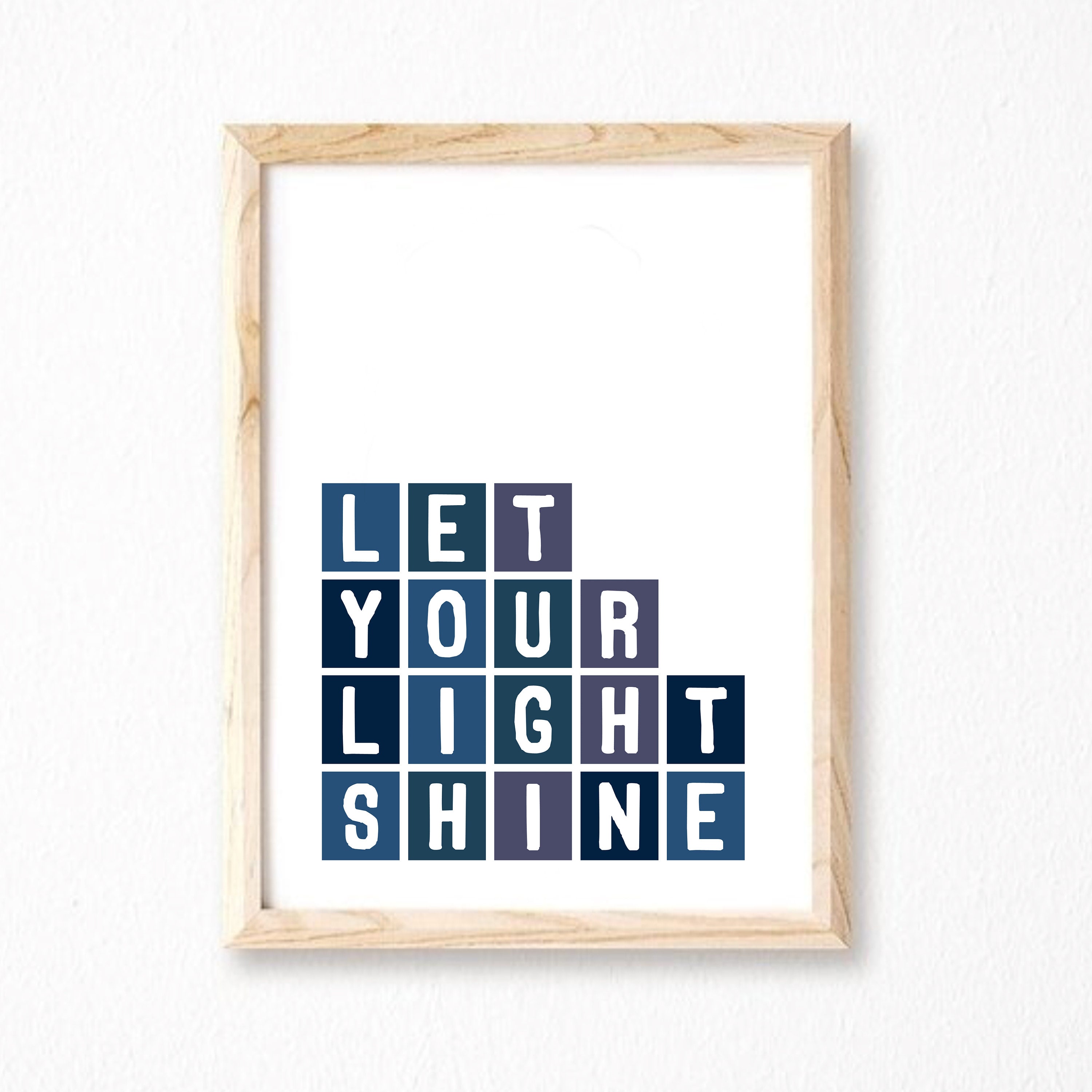 Motivational Prints Let Your Light Shine Poster Kids Room Wall Decor ...