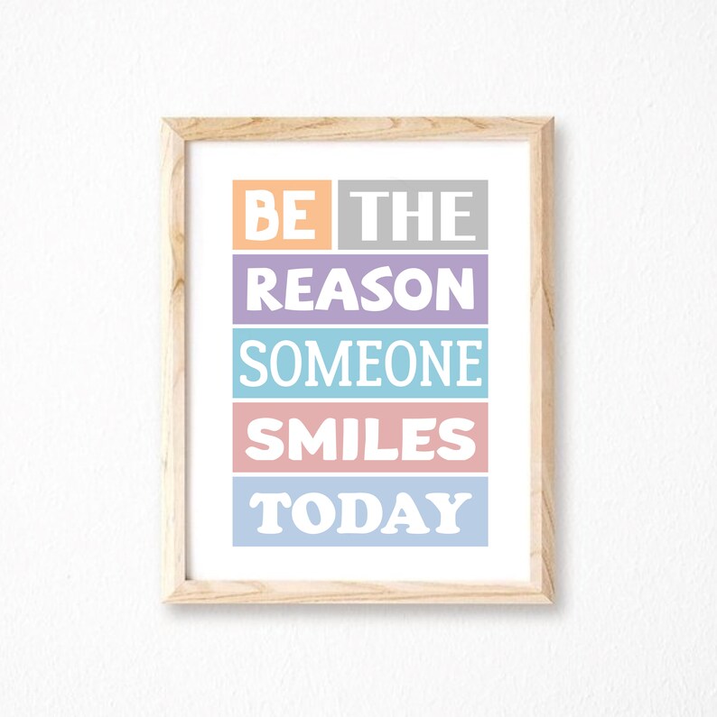 Quote Wall Art | Smile Poster | Pastel Decor | Inspirational Quote ...
