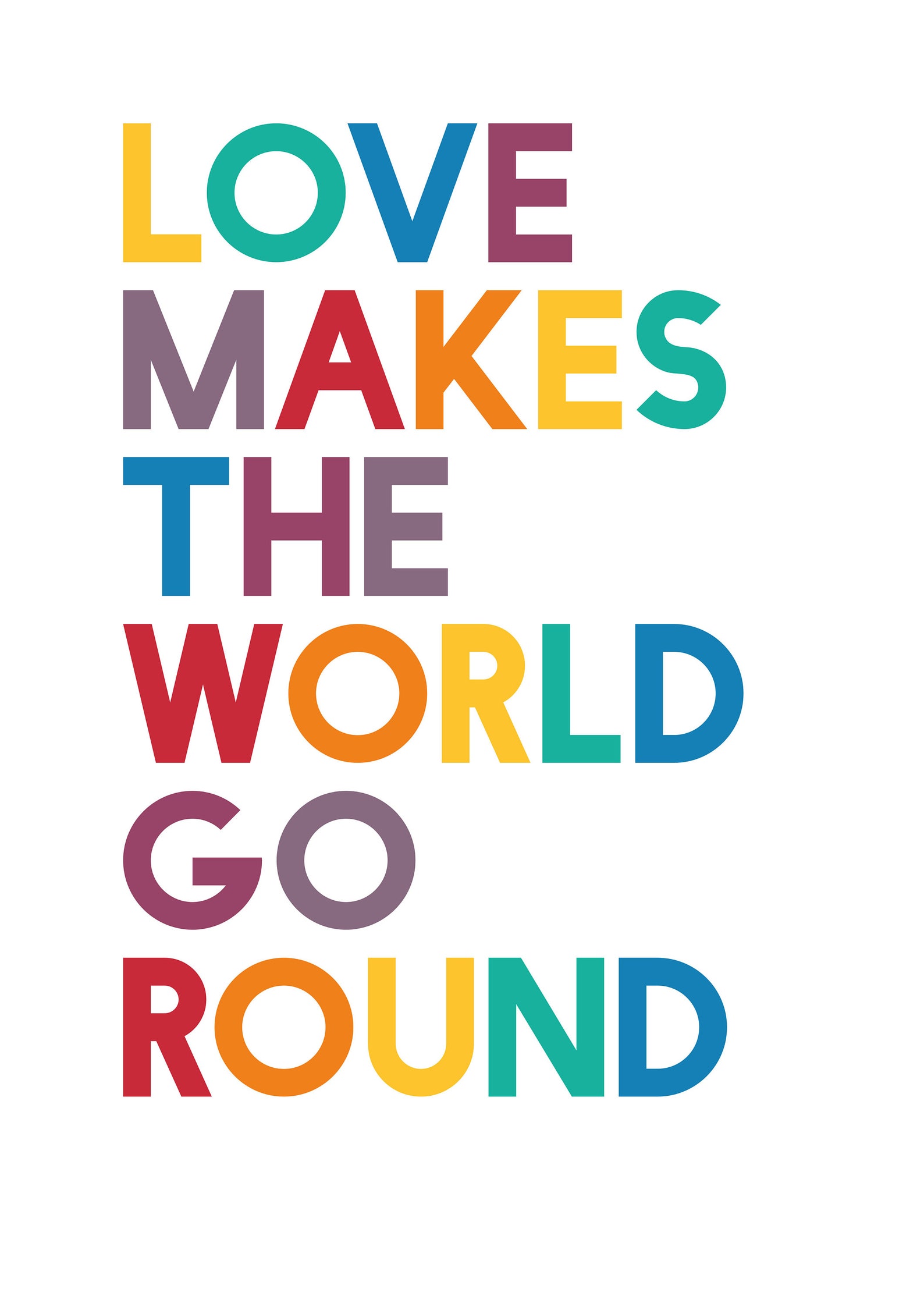 Love Makes The World Go Round Wall Art Rainbow Colours | Etsy
