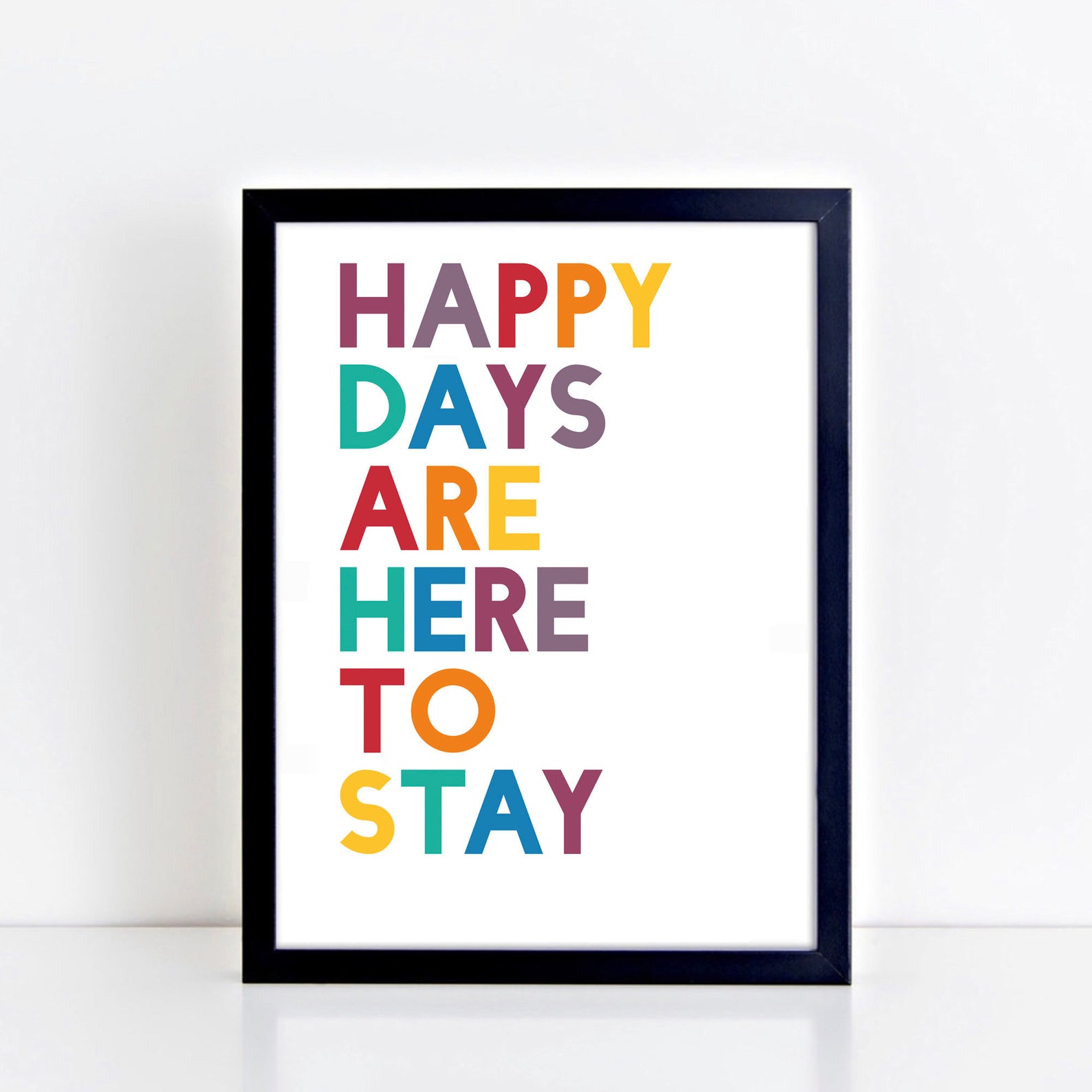 Happy Days Print Rainbow Colours Childrens Room Decor - Etsy