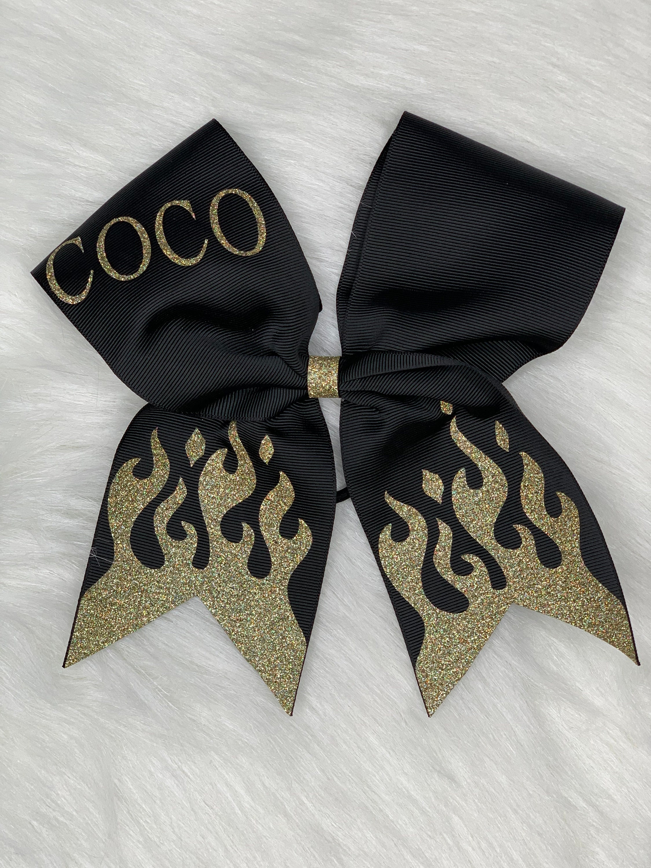 Personalized Flame Glitter Cheer Bow - Etsy