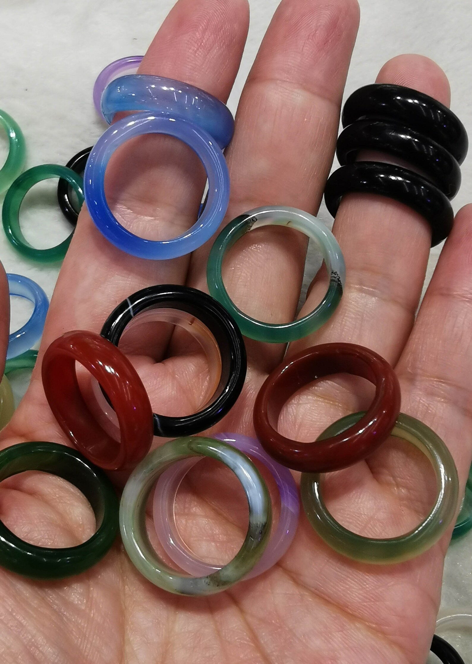 Strong Green Slice Natural Agate Gemstone 6 Mm Solid Band Ring - Etsy