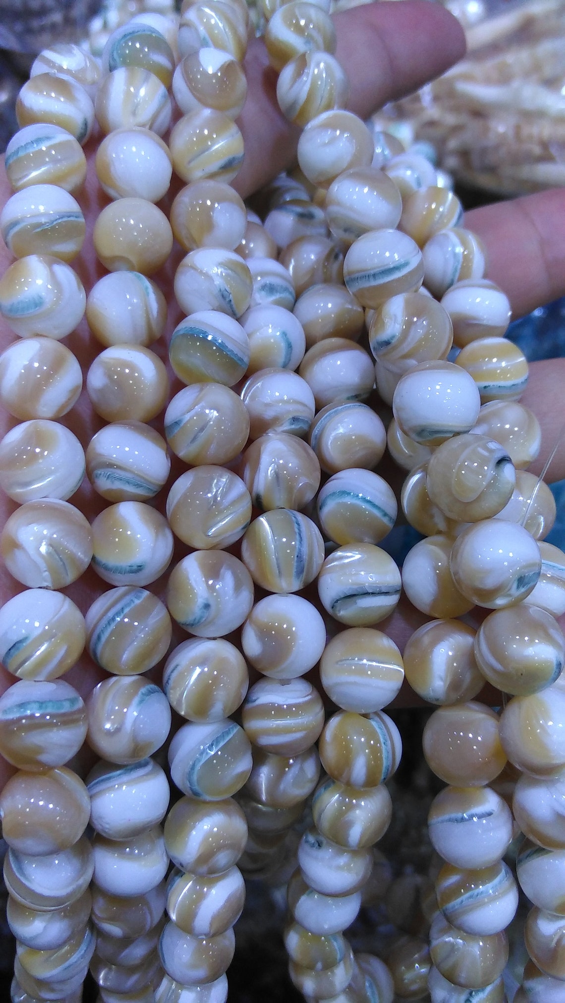 Full Strand 16 Natural Pearl Shell Round Ball - Etsy
