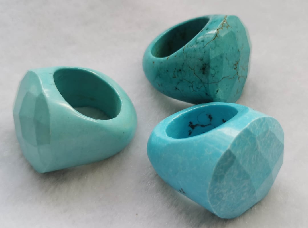 Large Turquoise Ring Stone Rings Chunky Ring Band Ring Wide Stone Band ...