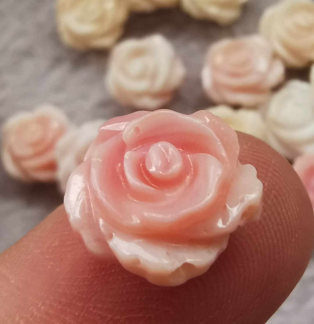 16inch Natural Pink Conch Jewelry Handmade Rose Lotus Flower Carved ...