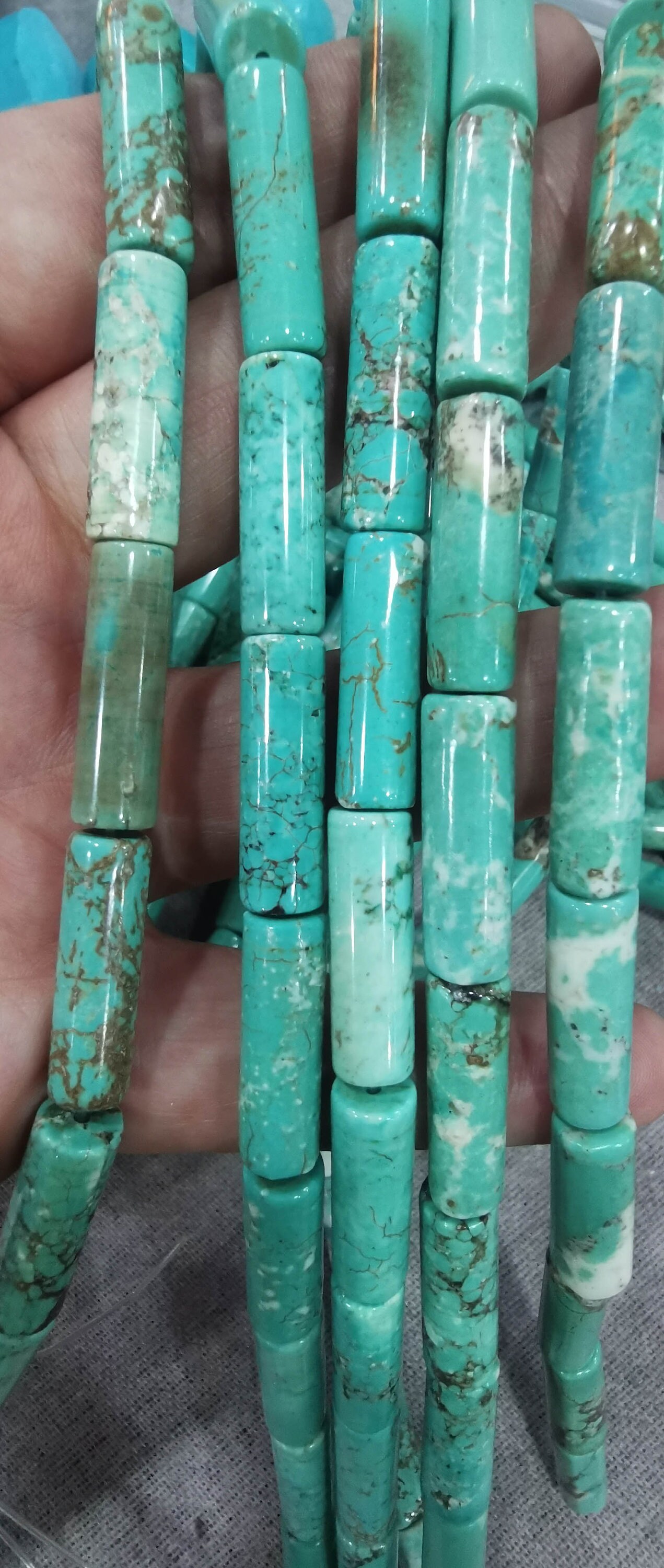 25x8mm Matrix turquoise stone bar column tube loose beads for | Etsy