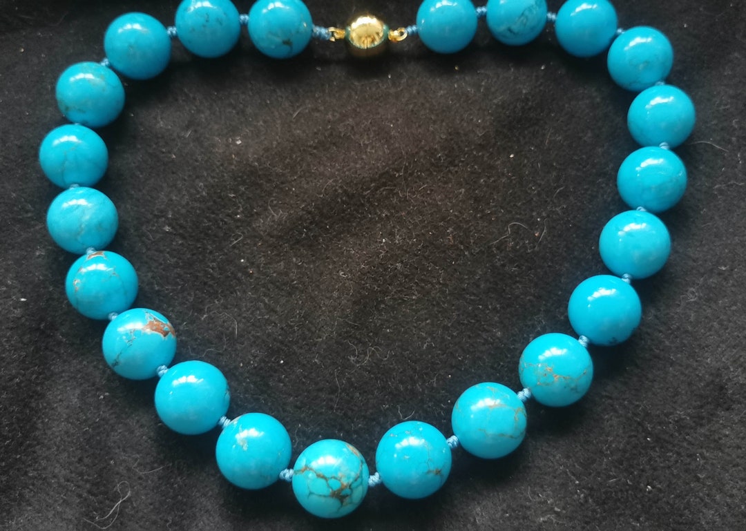 18 Strand Blue Turquoise Gemstone Round Ball 10mm 12mm - Etsy
