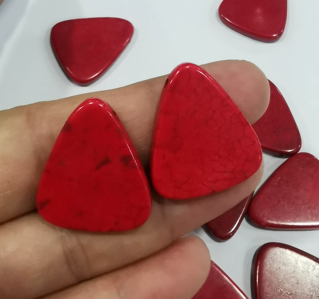6pcs Hot Red Turquoise Stone Jewelry 22x28mm Triangle Spike Flat DIY ...