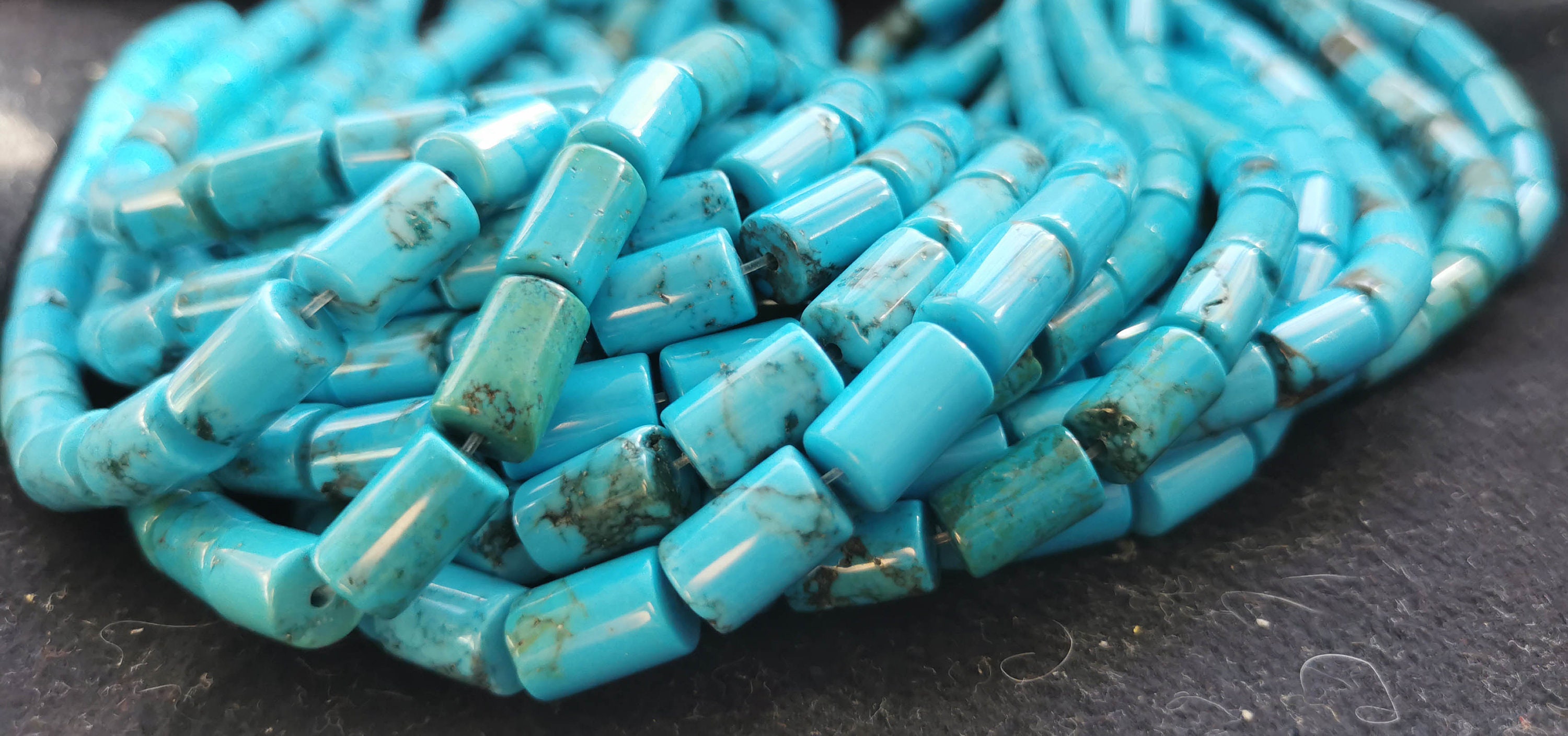 AA 30pcs Sleeping Blue Matrix Turquoise Stone Necklace Column - Etsy