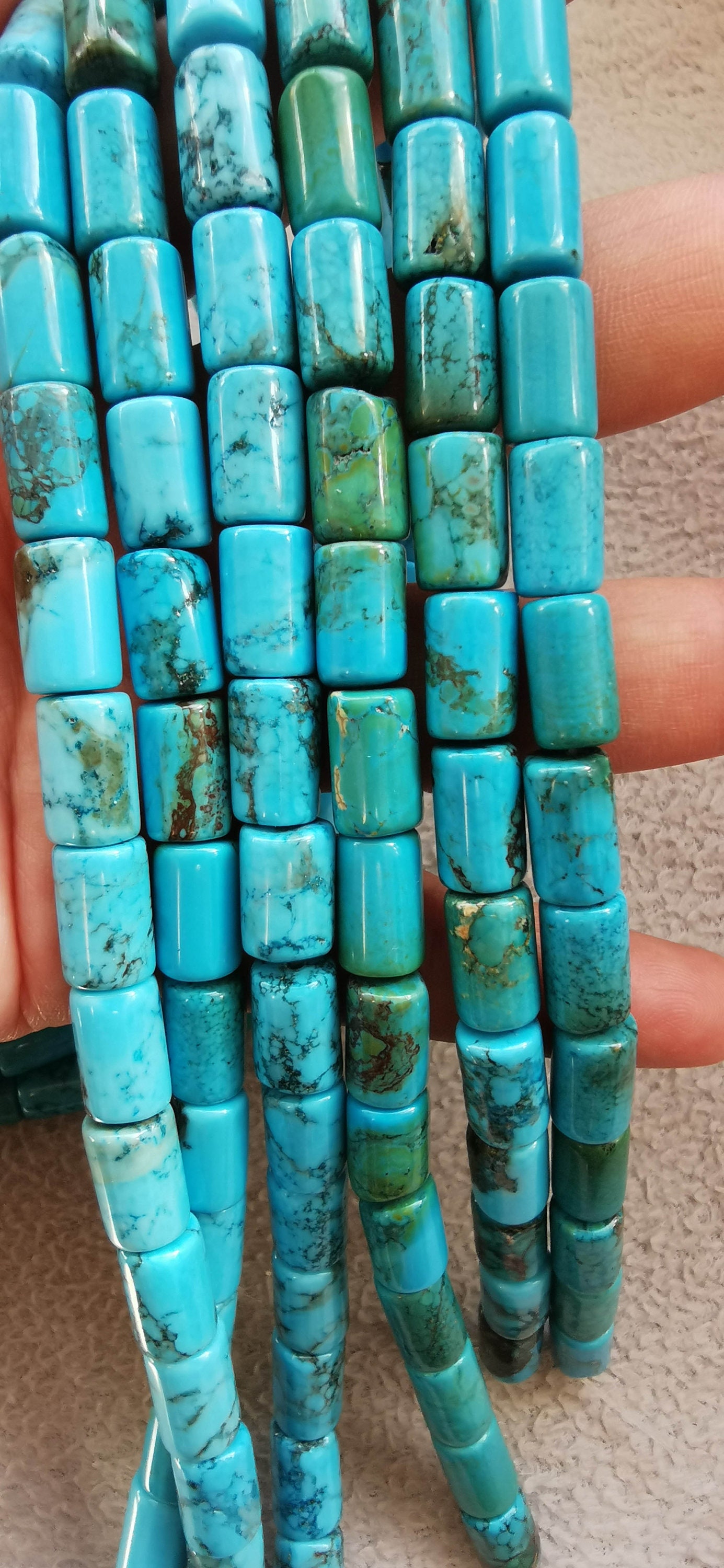 AA 30pcs Sleeping Blue Matrix Turquoise Stone Necklace Column - Etsy