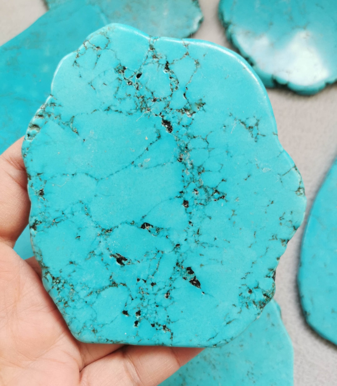 Large 70-90mm3 TURQUOISE Stone Free-form Stone Slab Random Pulls Home ...