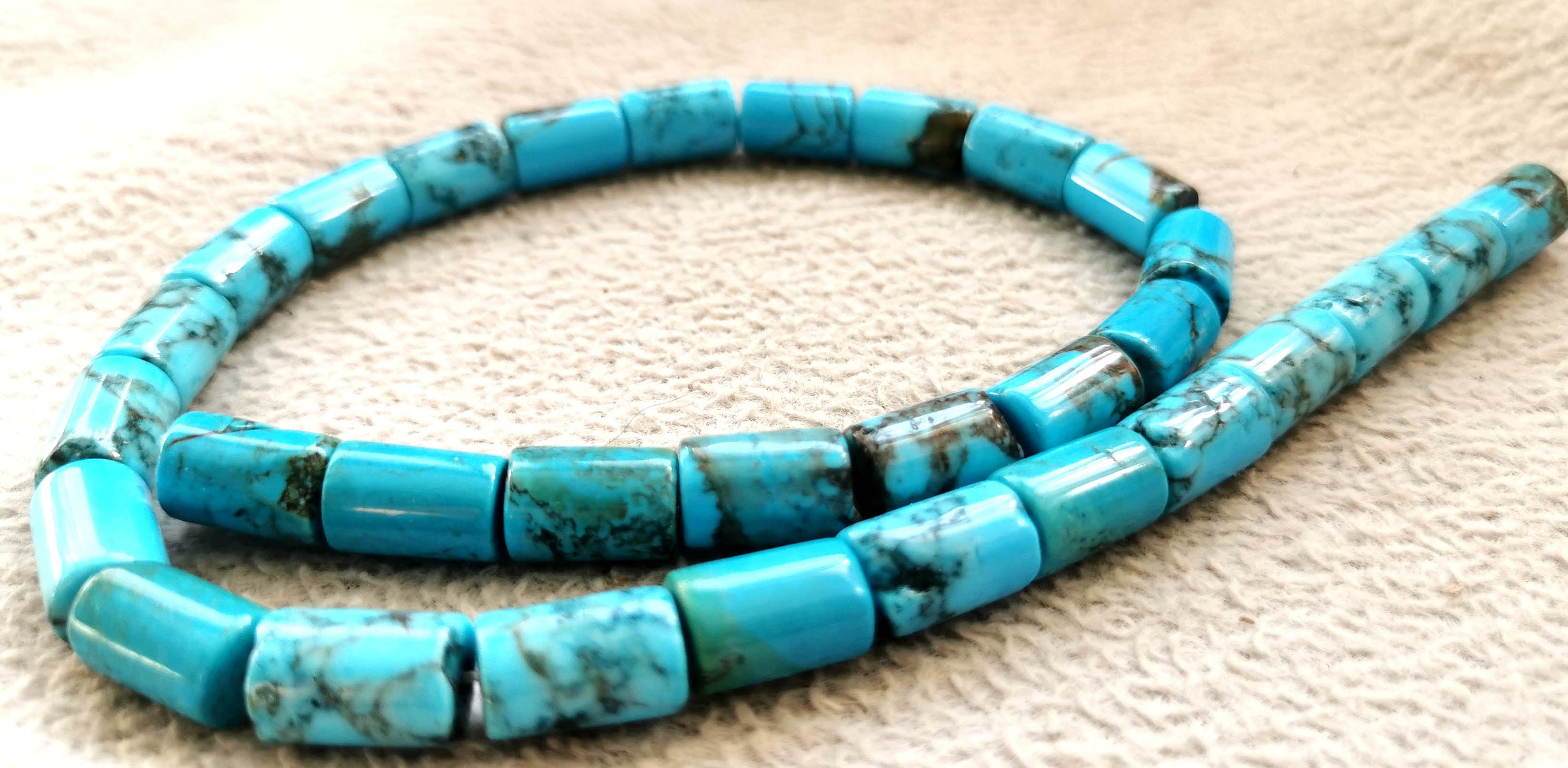 AA 30pcs Sleeping Blue Matrix Turquoise Stone Necklace Column - Etsy