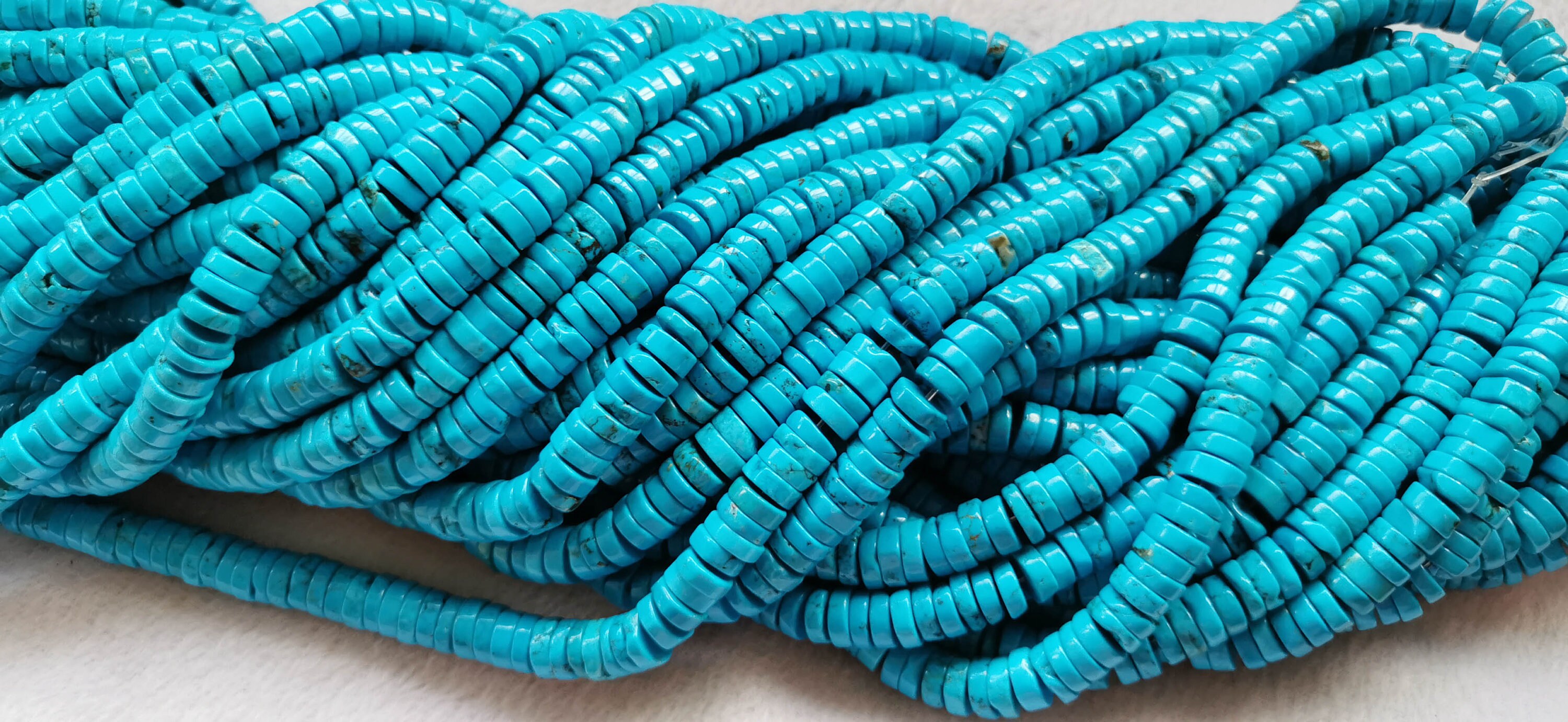 Blue Turquoise Stone 6mm 8mm 10mm 12mm Coin Rondell Wheel | Etsy