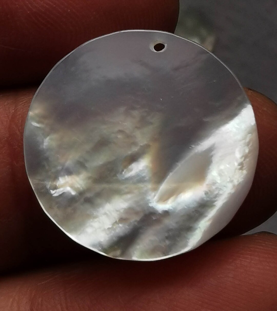 Drilled 10pcs Natural Pearl Shell Pendant, Round Disc Flat Button MOP ...