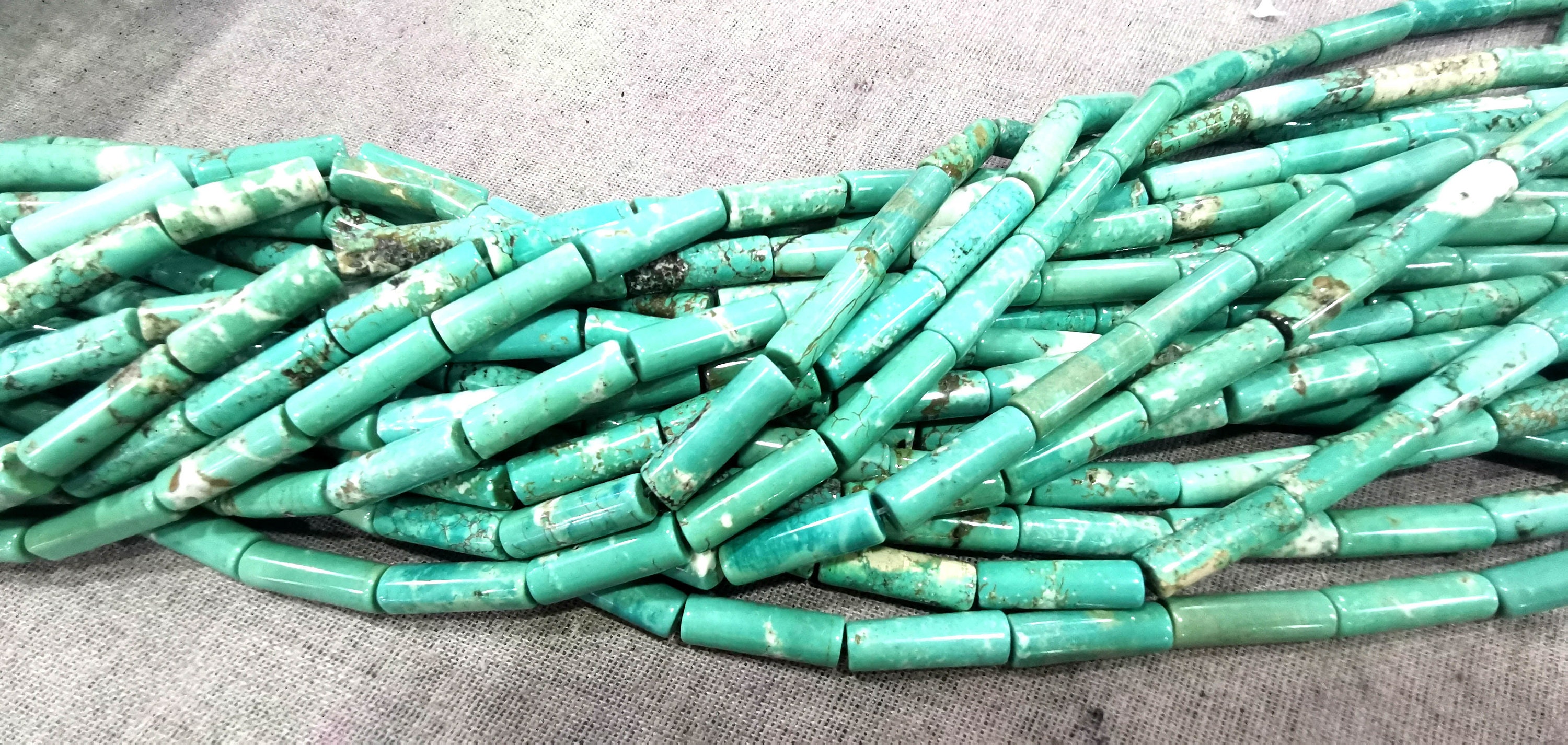 25x8mm Matrix Turquoise Stone Bar Column Tube Loose Beads for - Etsy