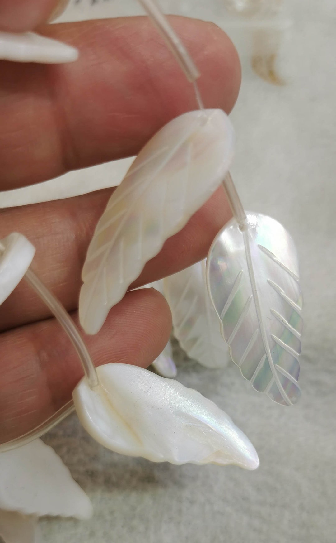 Natural Pearl Shell Jewelry Shell Leaf Carved Pendant Charms Finding ...