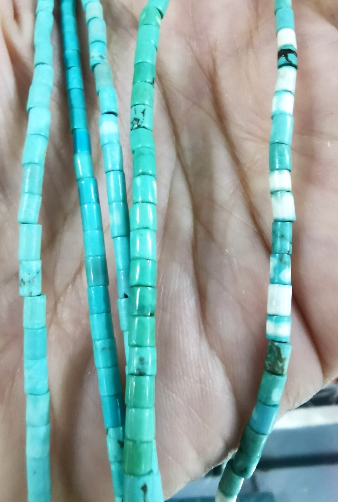 6x3mm Tiny Dark Green Turquoise Stone Green Blue Turquoise Cylinder Bar ...