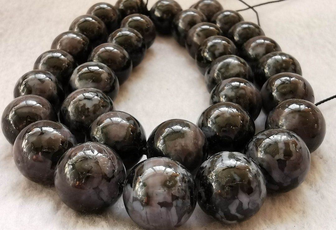 Buy Rare Black Blue Natural Indigo Gabbro Round Loose Beads for ...