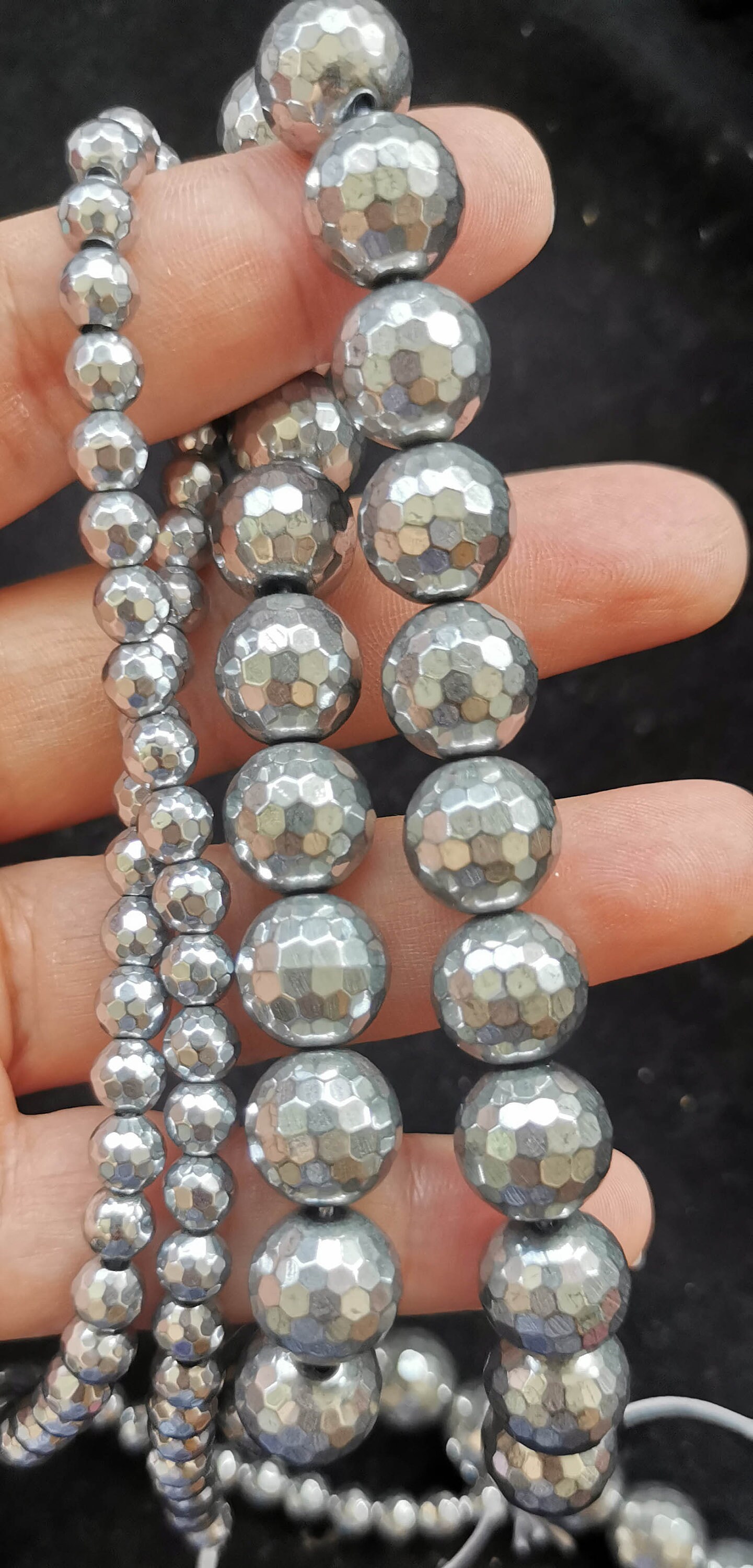 16 Natural Hematite smooth round ball stearling | Etsy