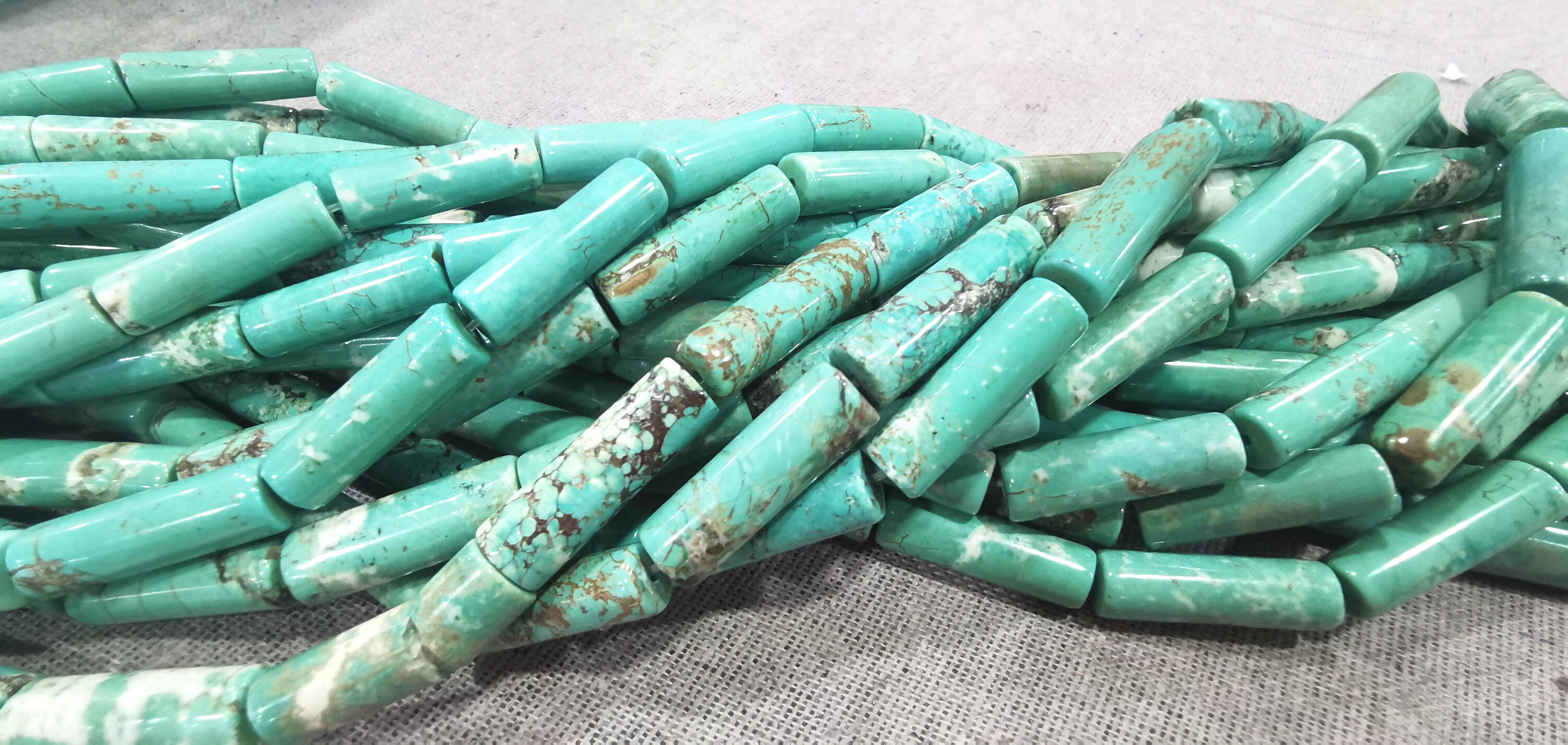 25x8mm Matrix Turquoise Stone Bar Column Tube Loose Beads for - Etsy