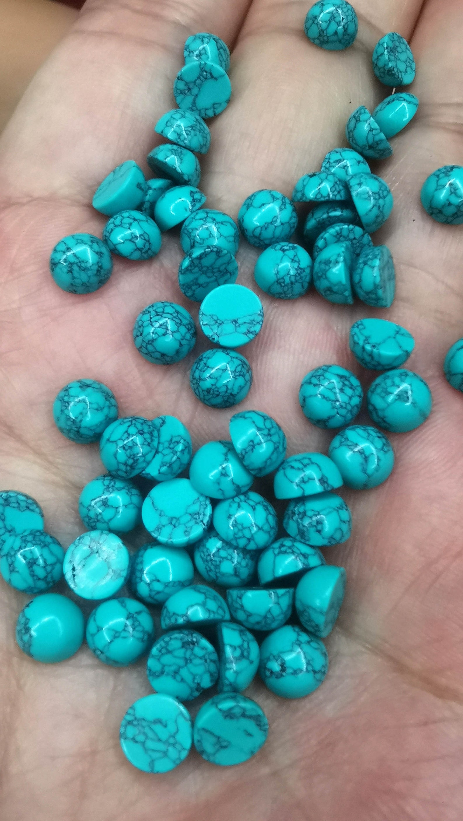 50pcs 6mm Turquoise Cabochons blue green Gemstone disc | Etsy