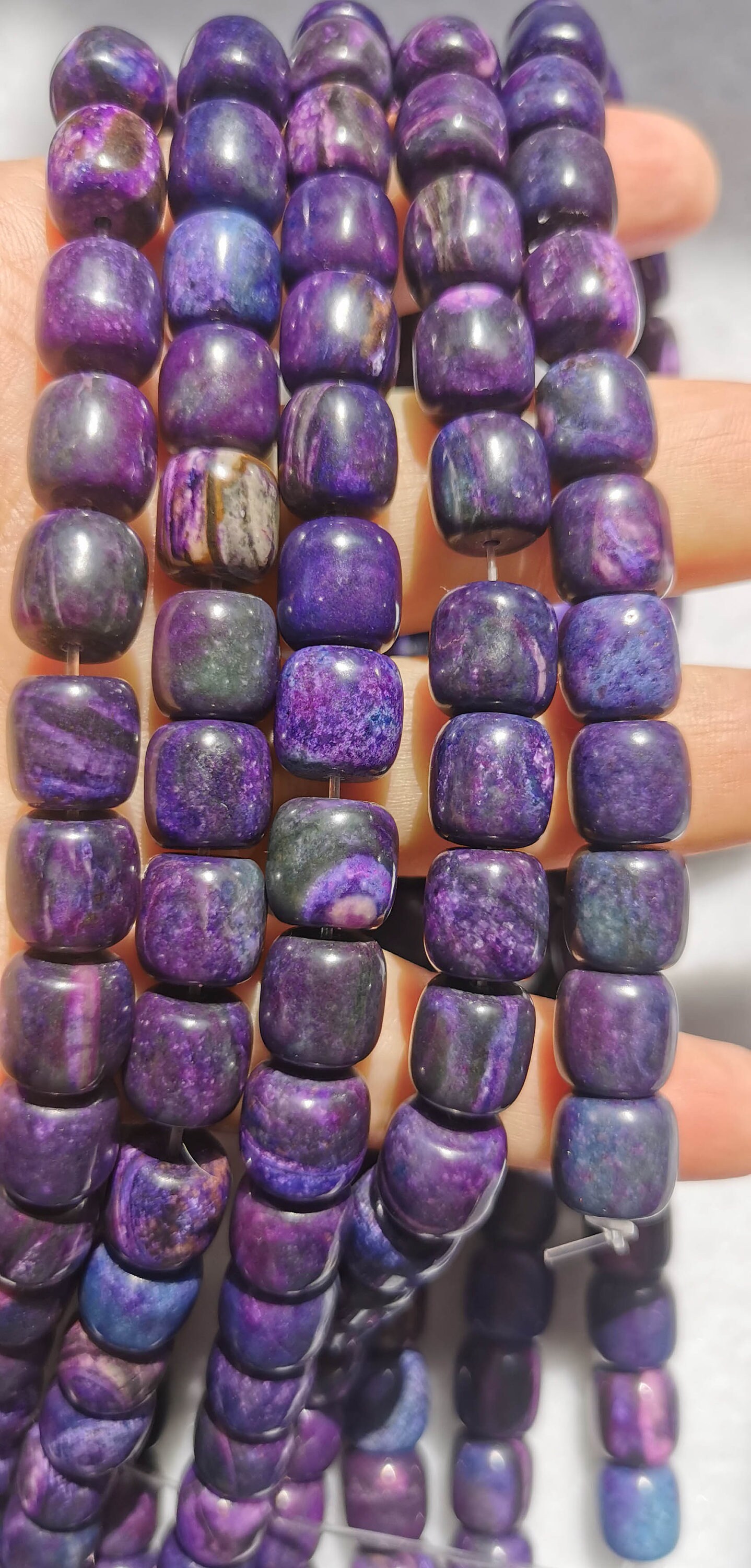 Full Strand 16 sugilite Purple Cherry Red Stone Drum | Etsy