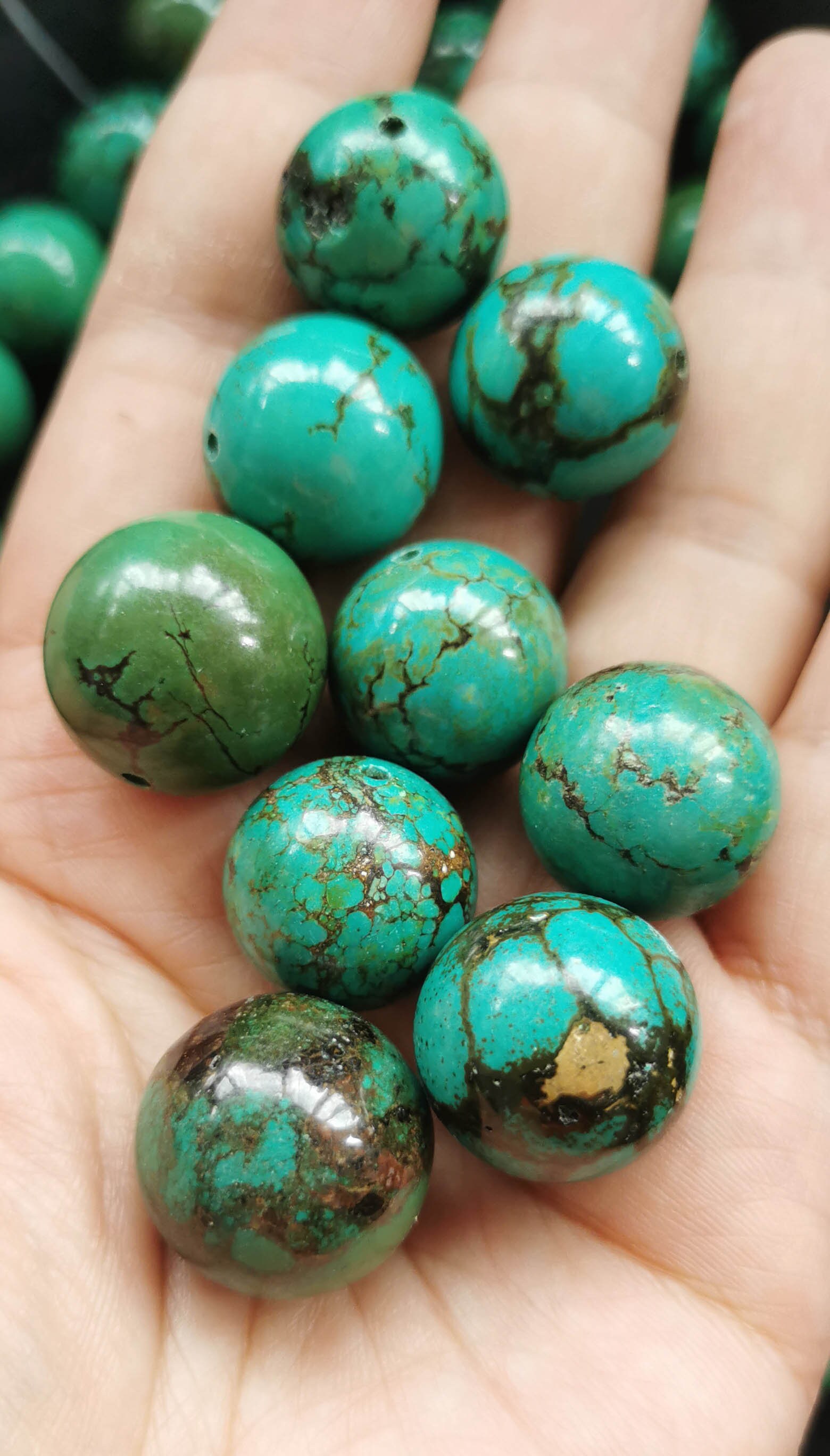 Full Strand 16 marble Matrix Turquoise Gemstone Round - Etsy