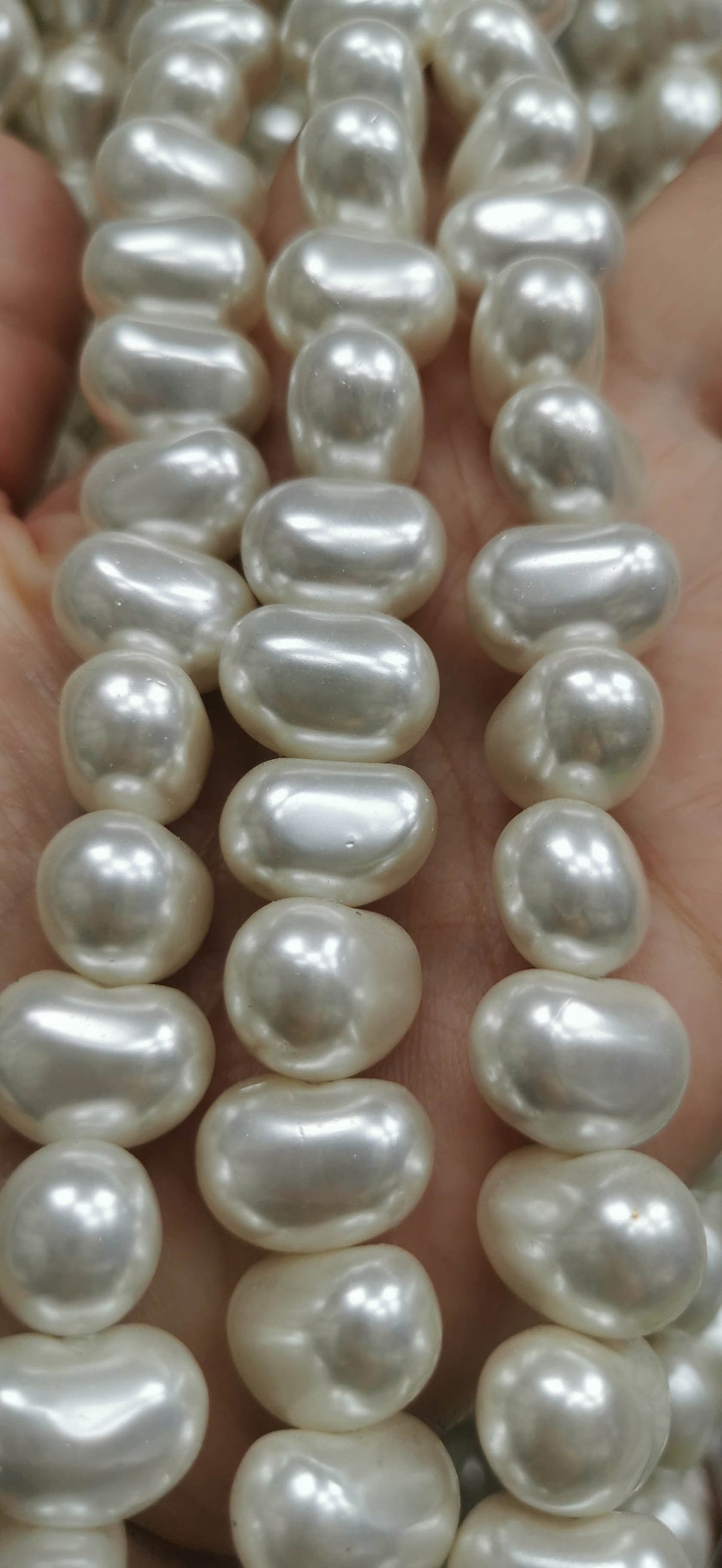 16 Strand ocean Pearl Shell Oval Patato Freeform Nugget Beads Supply ...