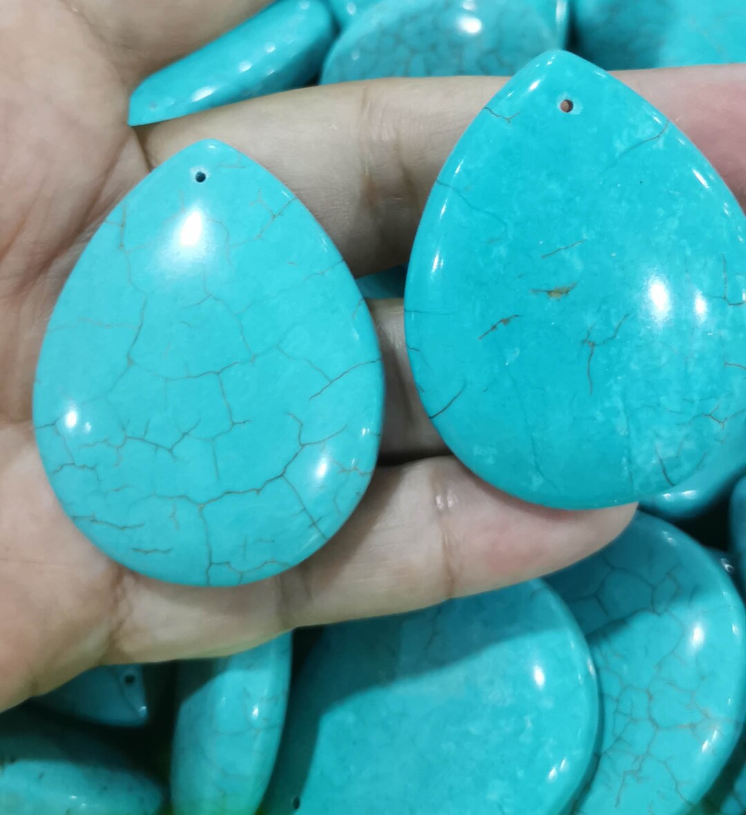 Large 2pcs TURQUOISE Stone Slab Teardrop Drop Stone Pendant 30-50mm - Etsy