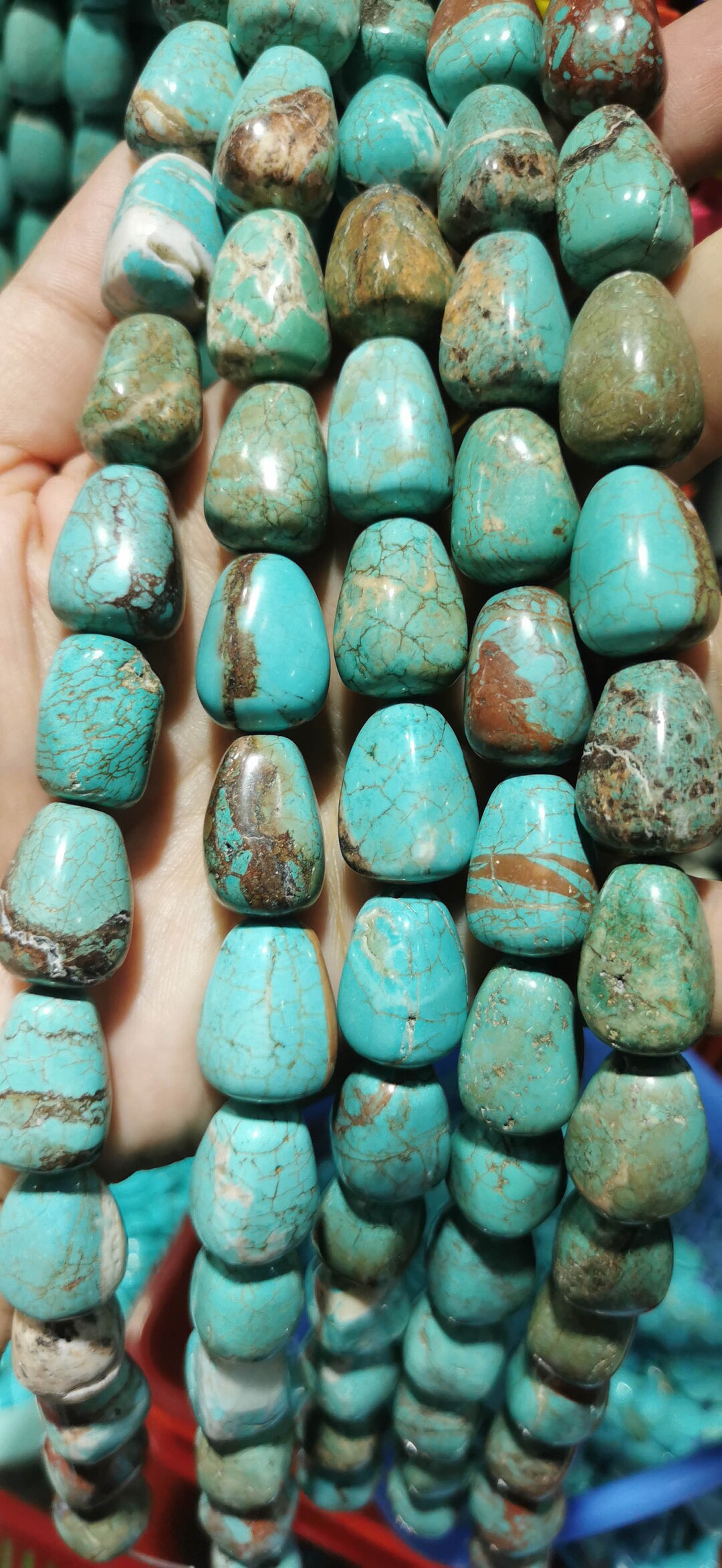 16inch Matrix Turquoise Stone Teardrop Drop Cube 12x16mm - Etsy