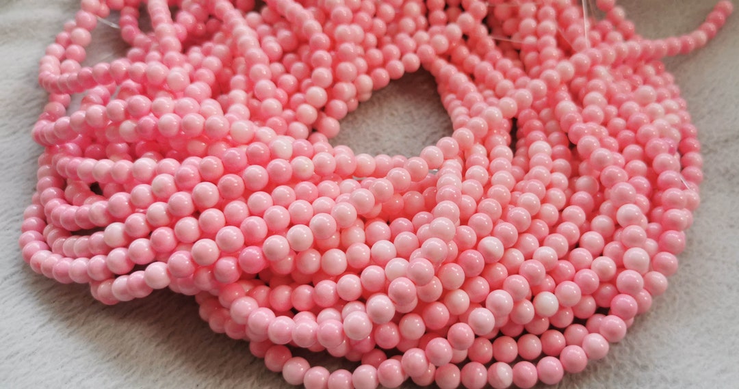 Full Strand 16 queen Pink Conch Jewelry Round Ball - Etsy