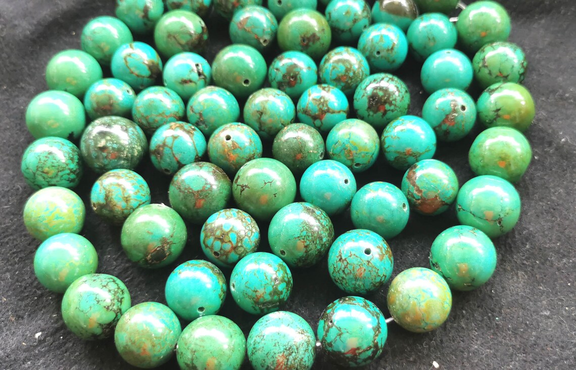 Full Strand 16 marble Matrix Turquoise Gemstone Round - Etsy