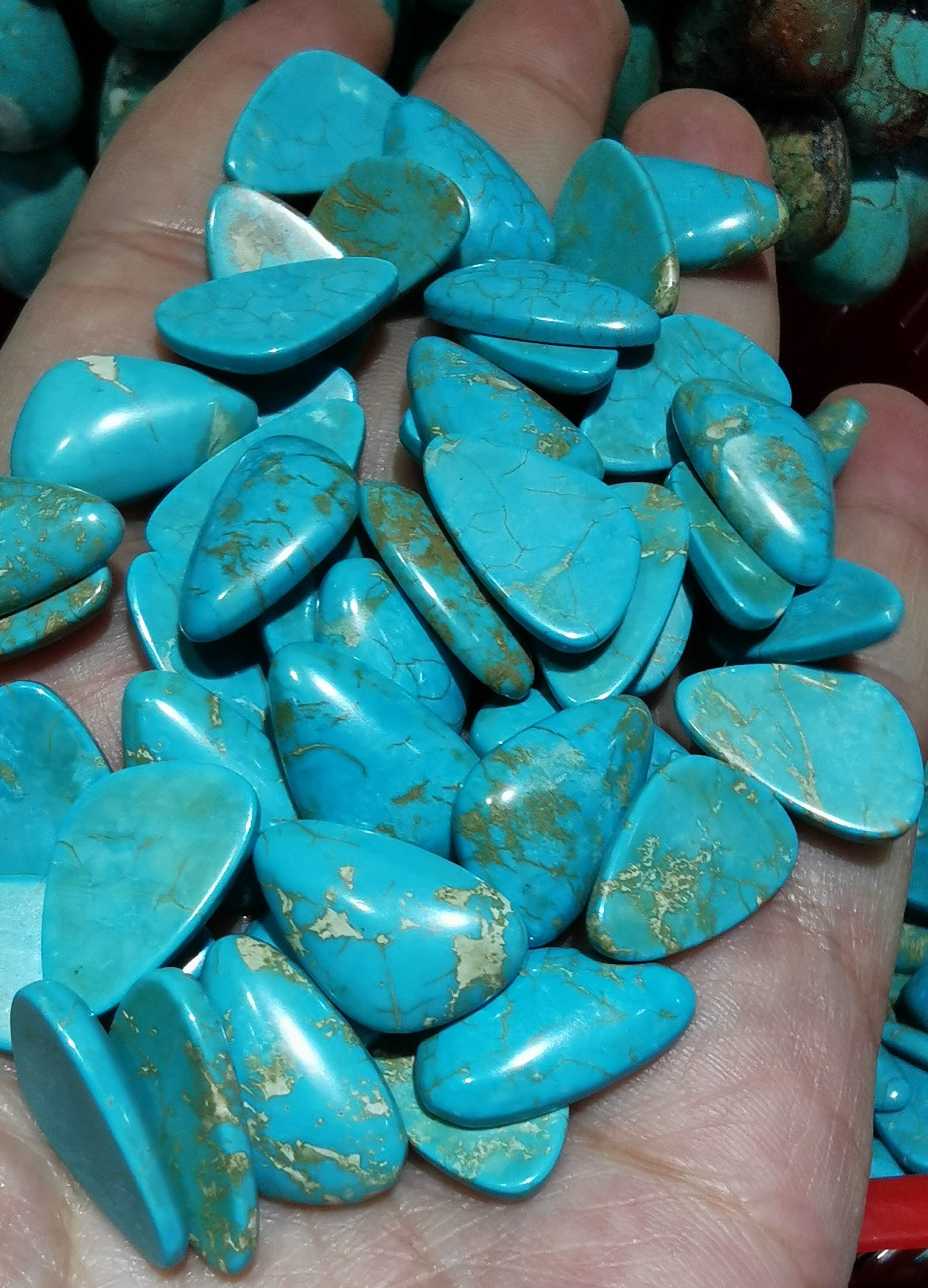 10pcs Bronze Matrix Turquoise Stone Teardrop Drop Cube Cabs - Etsy