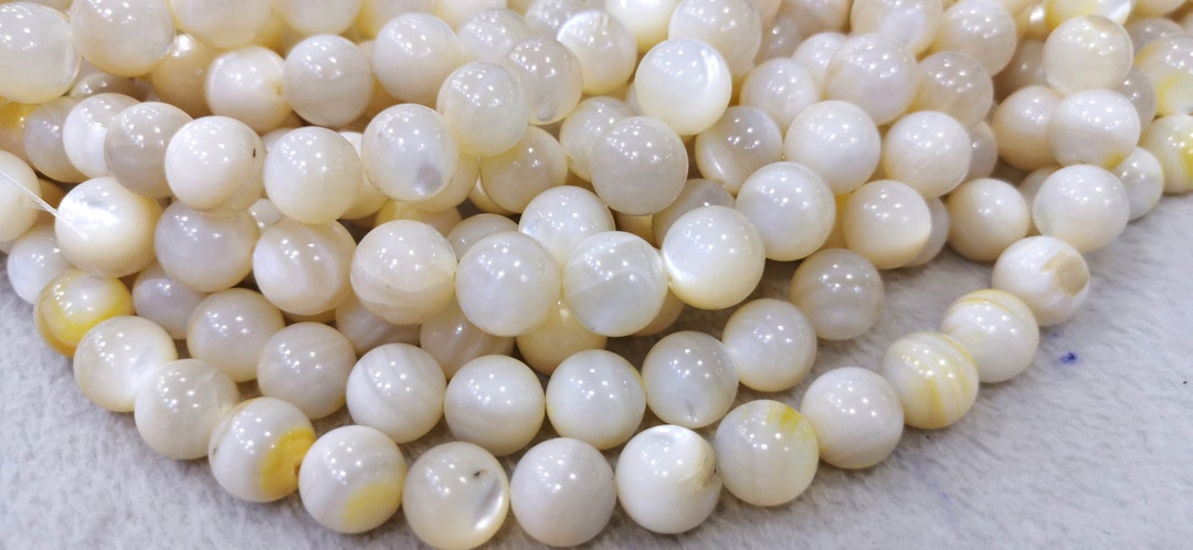 Full Strand 16 Natural Pearl Shell Round Ball Beads,grey Black Yellow ...