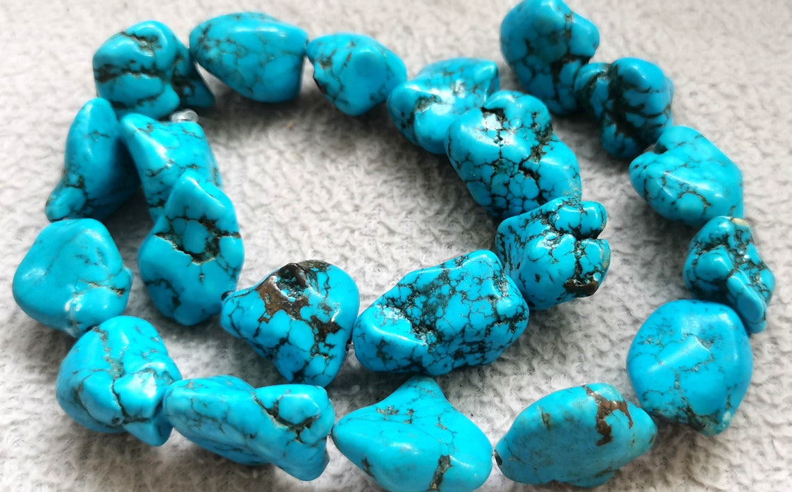16inch Large Royal Blue Turquoise Chunky Stone Beads Turquoise - Etsy