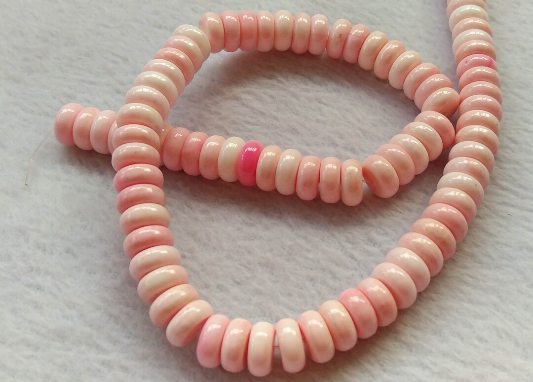 50pcs Natural Blush Pink Queen Conch Shell Round Rondelle Heishi Wheel ...