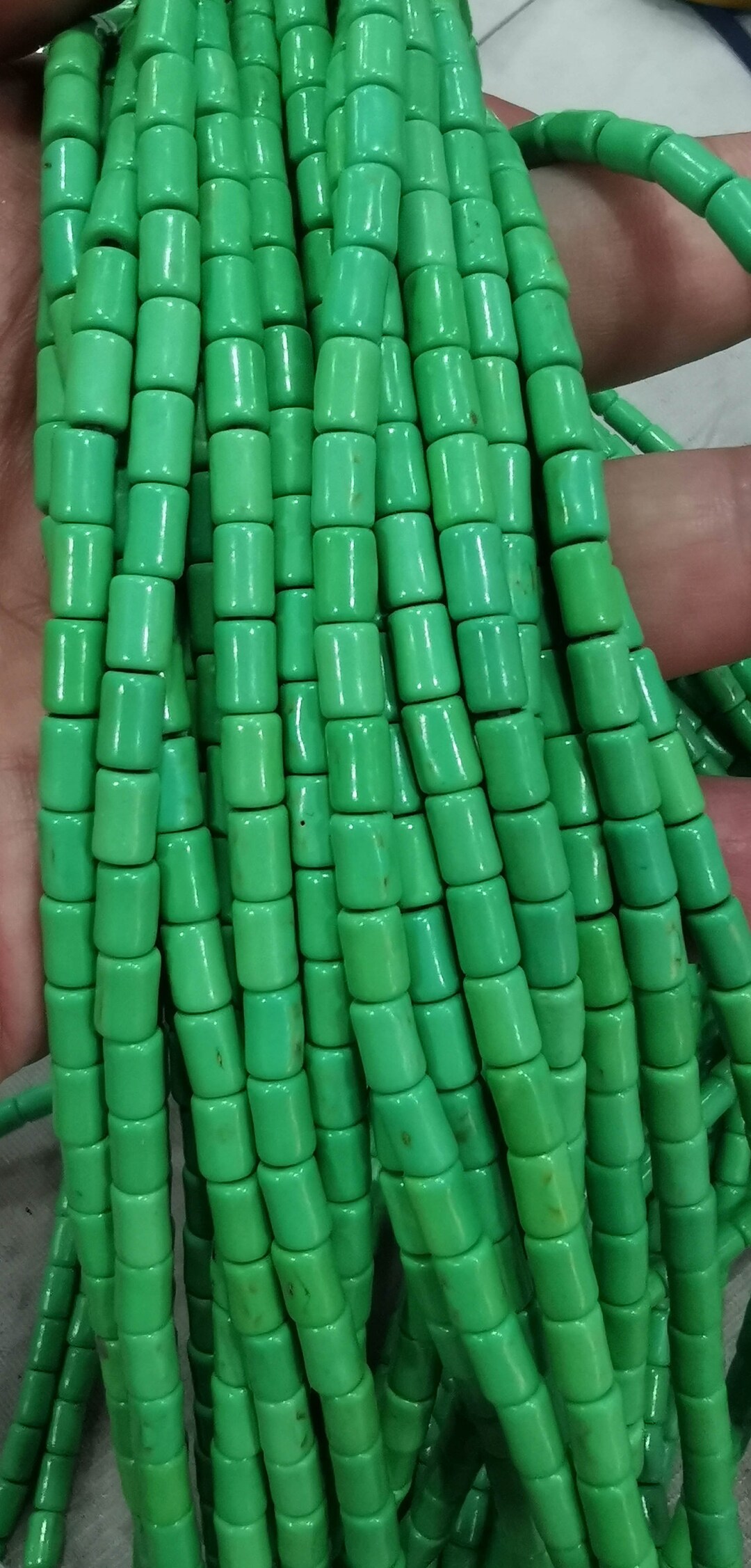 Lite Green Bar Tube Brick Howlite Turquoise Column Beads 16inch Yellow ...