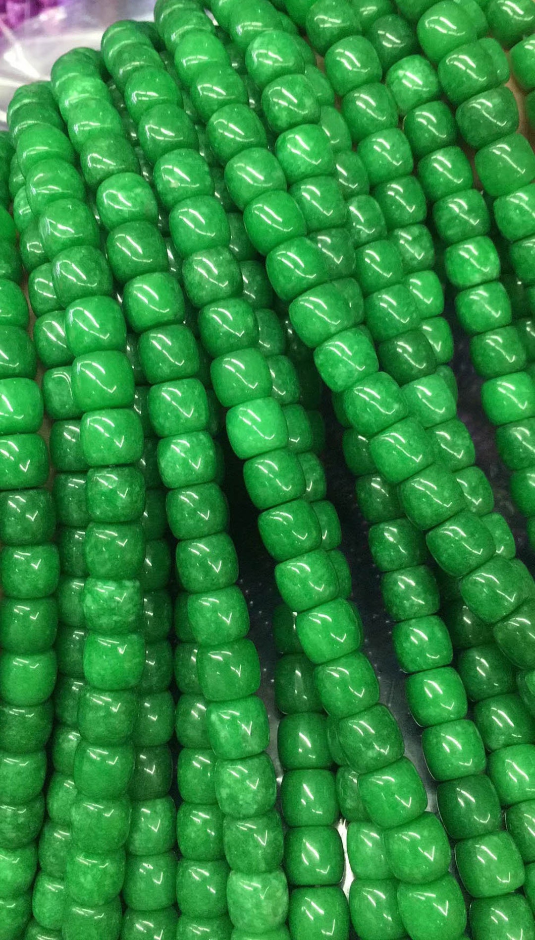 16inch Emeral Green Jade Beads Barrel Jade Stonedrum 8mm to - Etsy