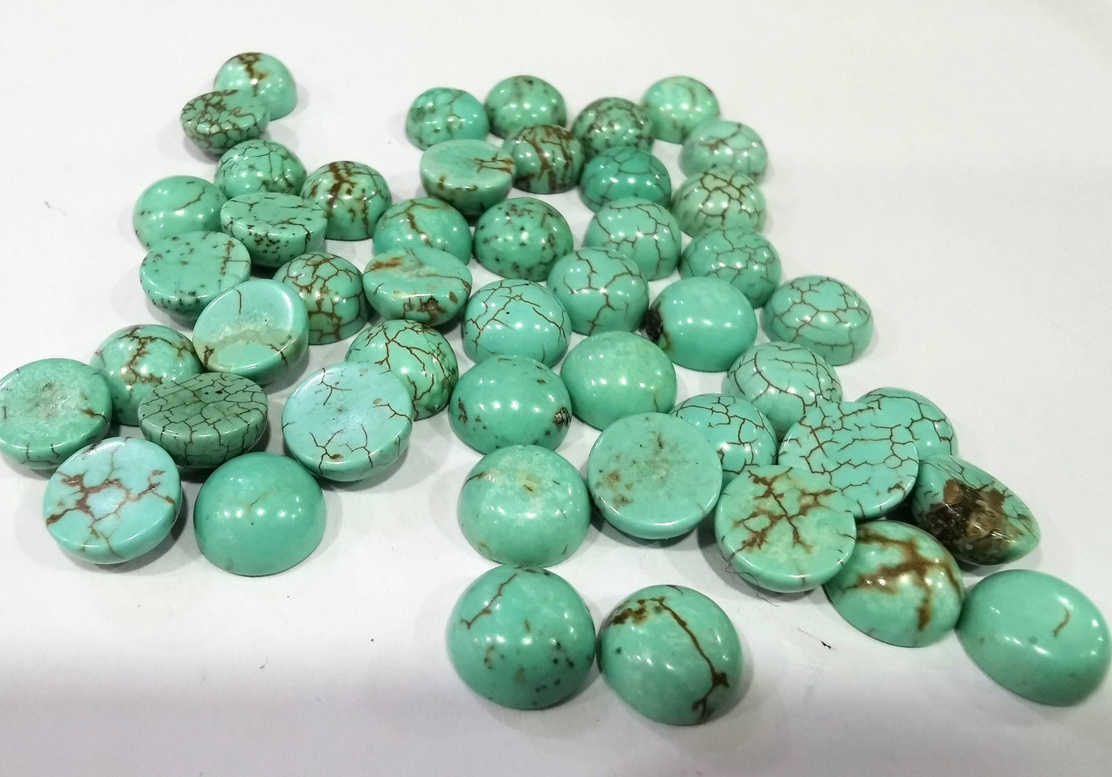 12 pcs Matrix green Turquoise Cabochons Gemstone 4mm to | Etsy