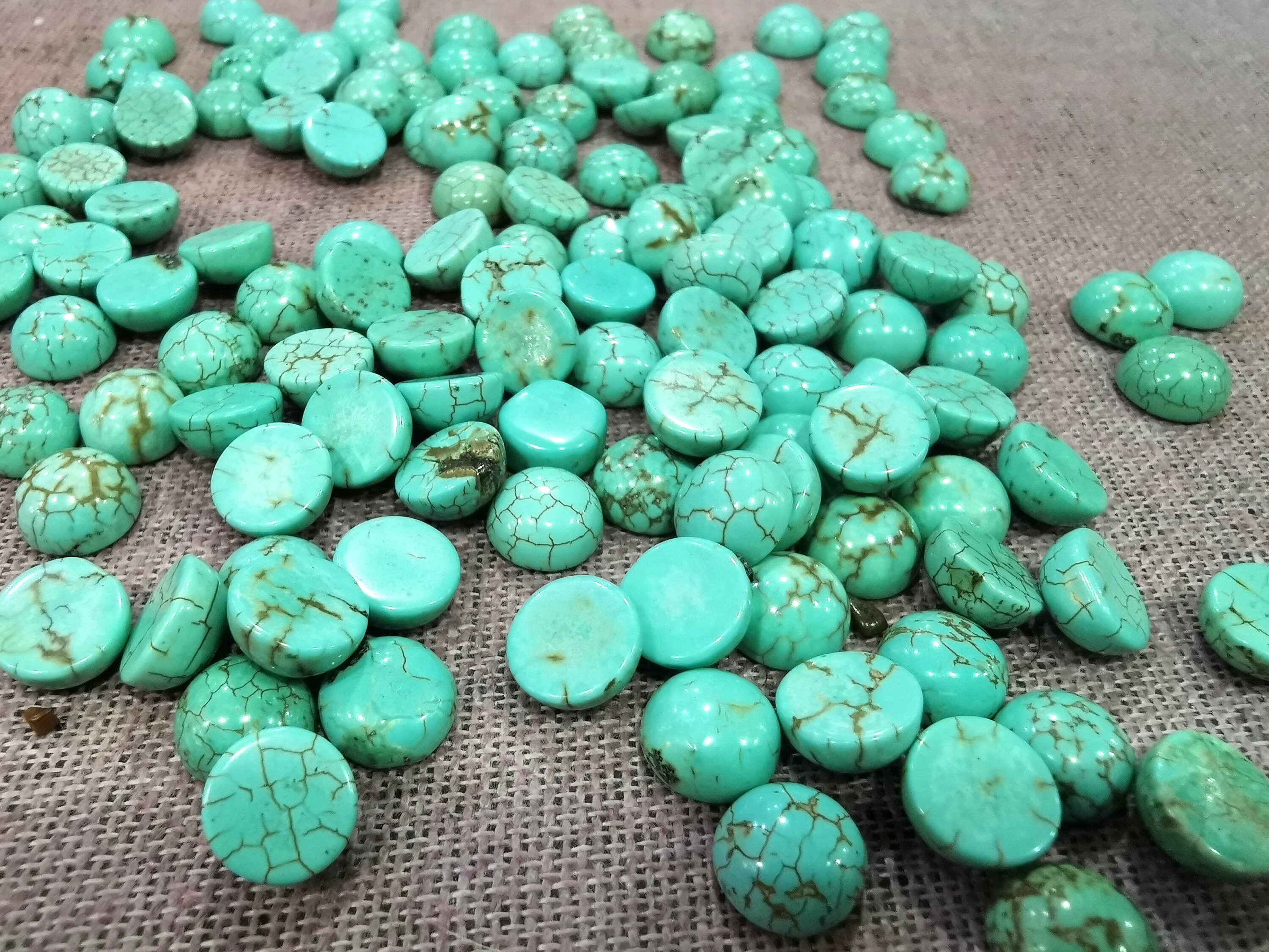12 pcs Matrix green Turquoise Cabochons Gemstone 4mm to | Etsy