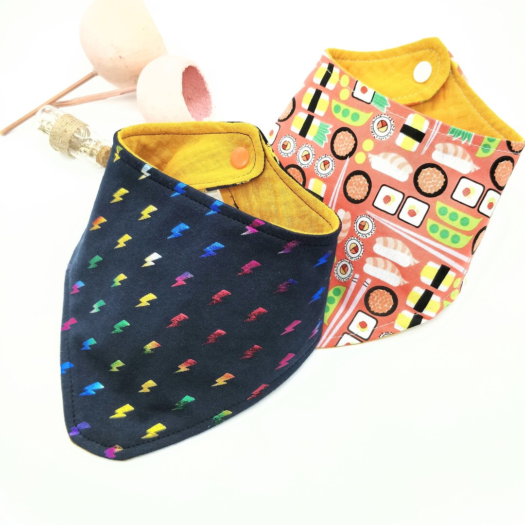 5 Layer Lightning Bolt, Sushi Double Muslin Bib, Baby Bibs, Absorbent ...