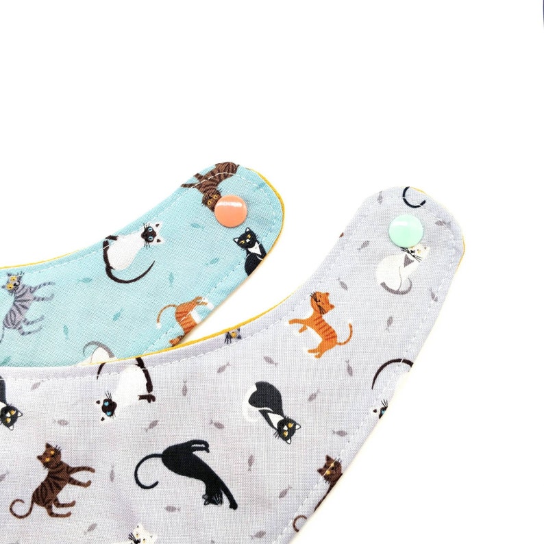 5 Layer Pastel Cat Double Muslin Bib, Cat Bibs, Absorbent Dribble Bibs ...