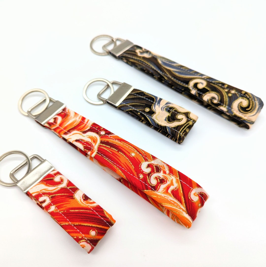 Japanese Wave Key Fob, Soft Touch Fabric Wristlet Keychain With Strong ...